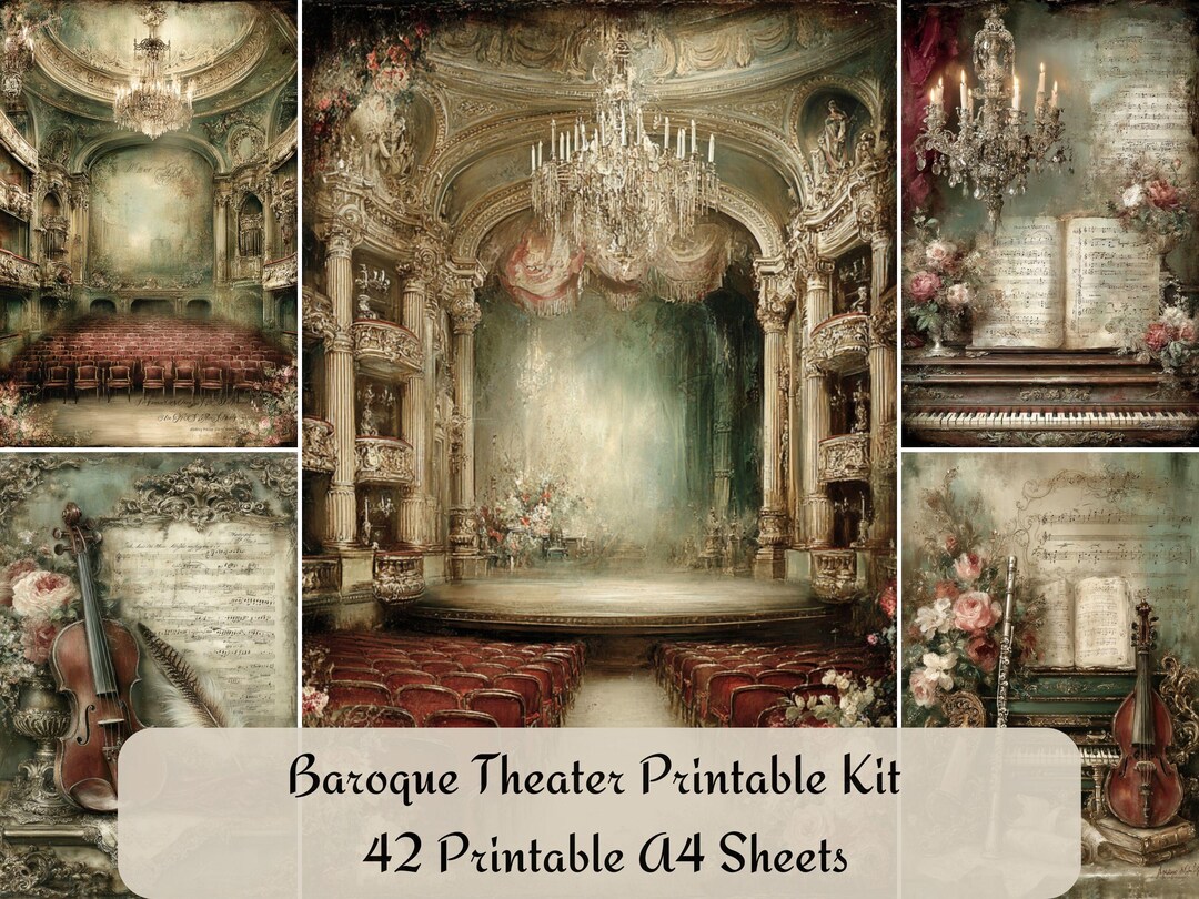 Baroque Theater Printable Kit With Vintage Music Ephemera, Ornate ...