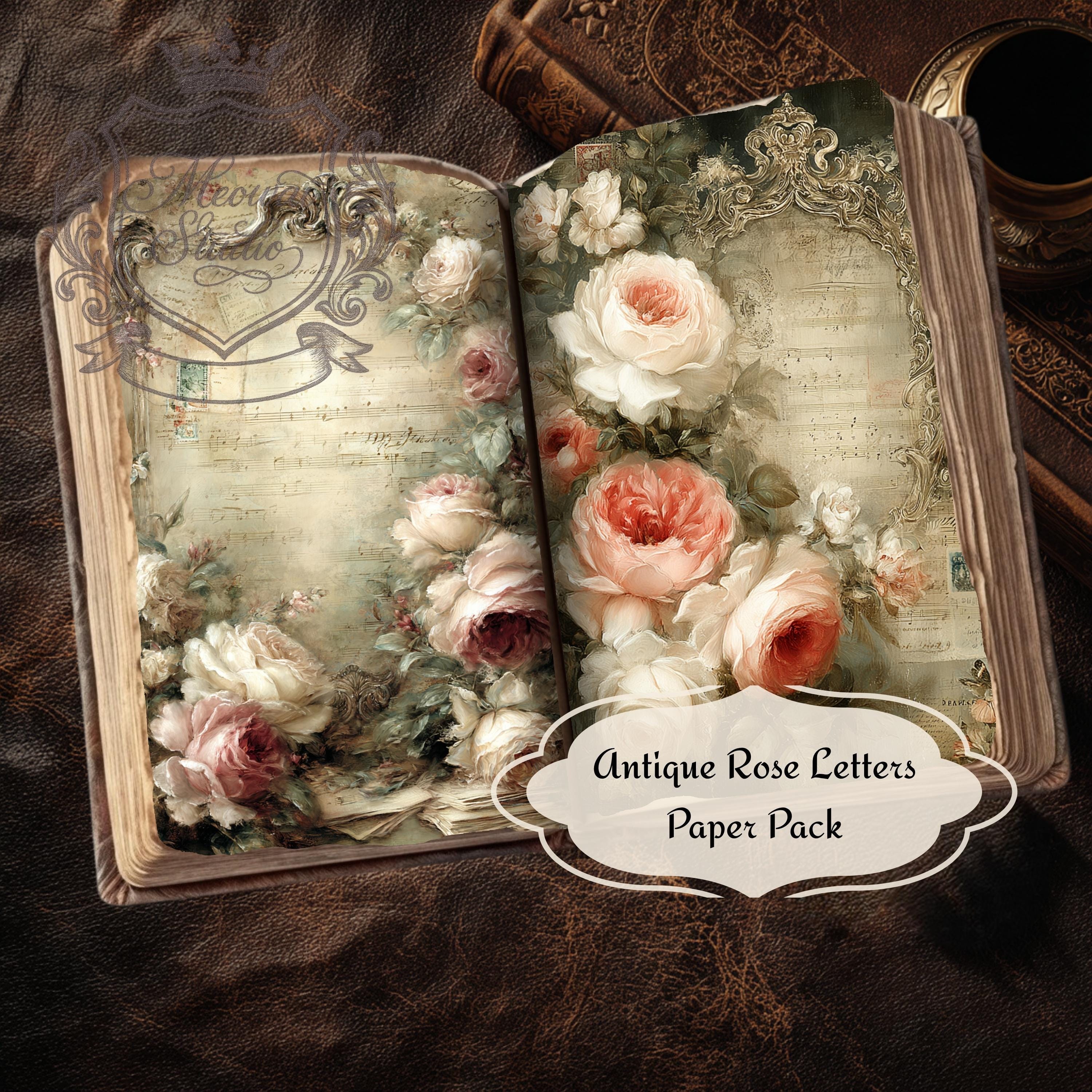 Antique Rose Letters Paper Pack, 40 Printable A4 Pages of Vintage ...