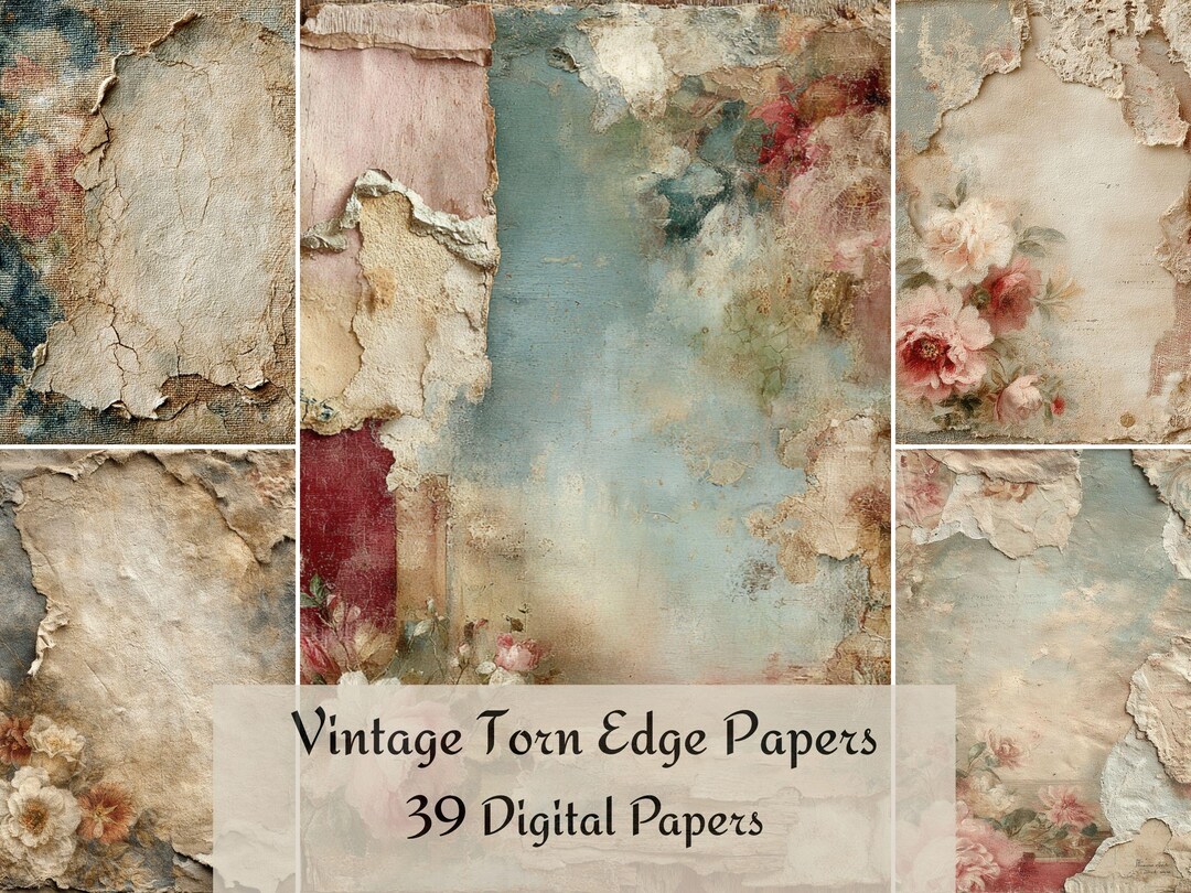 Vintage Torn Edge Papers – 39 Printable Background Pages With Soft ...