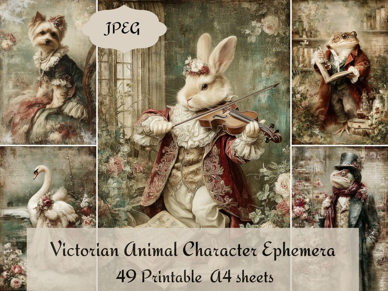 Victorian Animal Character Ephemera Pack for Junk Journals Scrapbooking ...