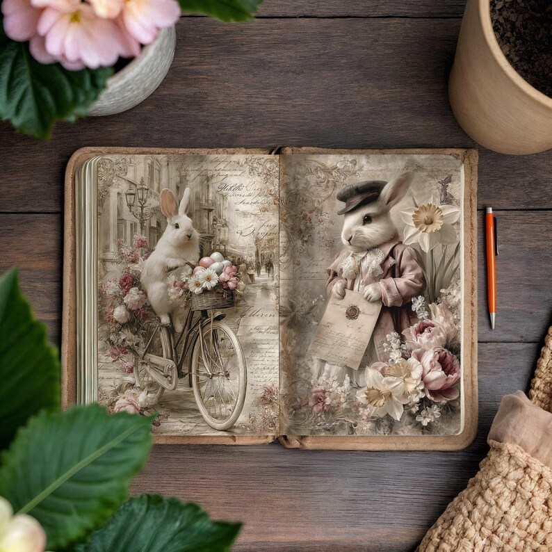 Vintage Easter Bunny Printable Kit 20 Pages of Victorian Rabbits ...