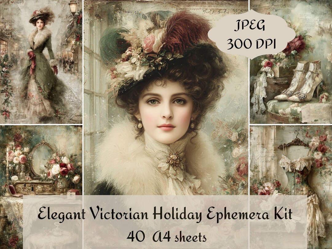Elegant Victorian Holiday Ephemera Kit for Junk Journals Scrapbooking ...