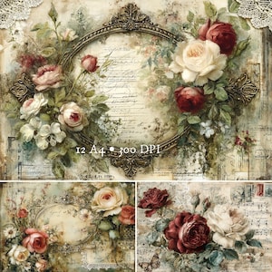 Vintage Rose Label Paper Pack A4 Digital Ephemera 12 JPG Sheets ...