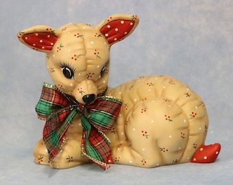 Ceramic Christmas Reindeer Hand Painted Laying Deer Kimple - Etsy