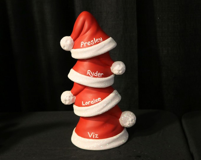 Santa Hat Stack Ceramic, Hand Painted Santa Hats, Personalized Santa ...