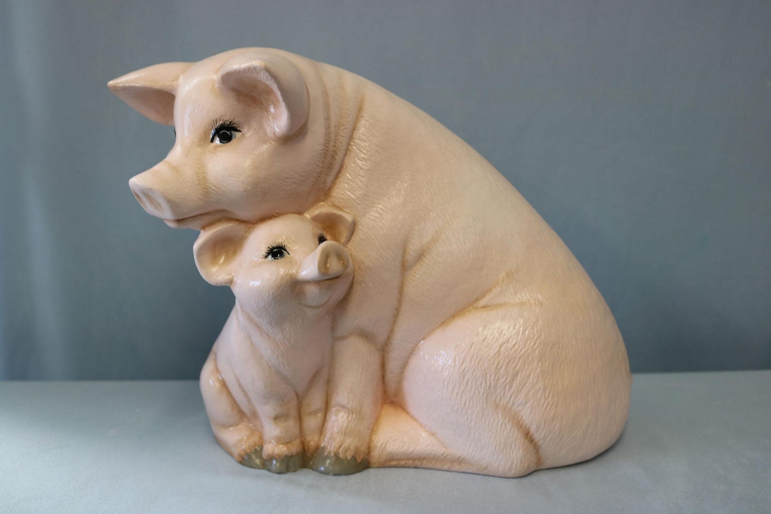 Hand-painted Ceramic Pig Figurine: Mama and Baby Piglet - Etsy