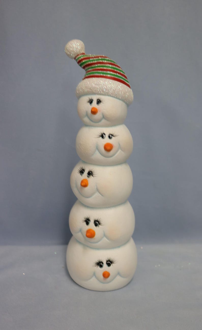 Hand Painted Stacking Snowman: Ceramic Christmas Decor - Etsy