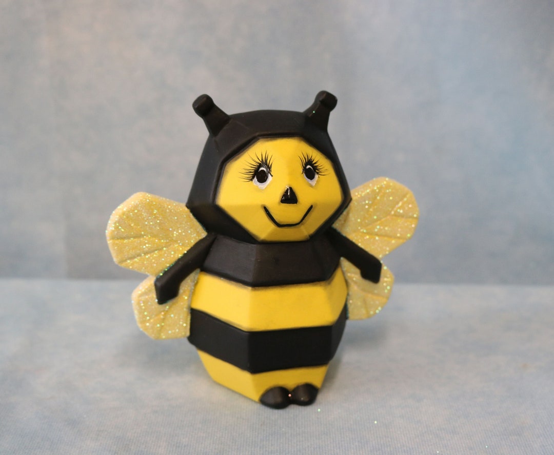 Hand-painted Ceramic Bumble Bee Figurine: Iridescent Glitter Wings - Etsy