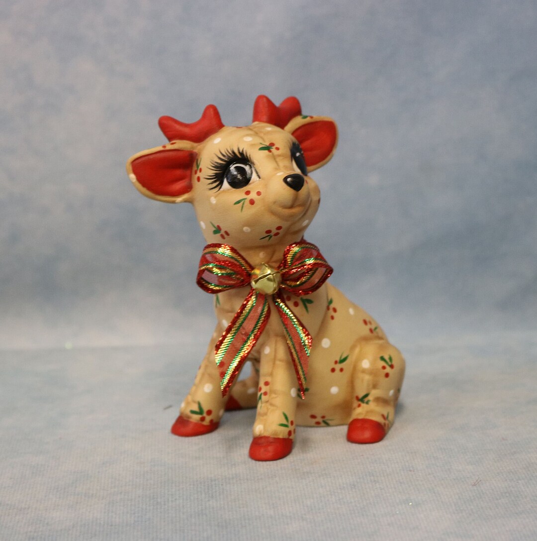 Hand-painted Ceramic Christmas Reindeer: Kimple Softee Deer - Etsy