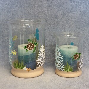 Sea Life Glass Candleholder, Under the Sea Candleholder, Ocean Themed ...