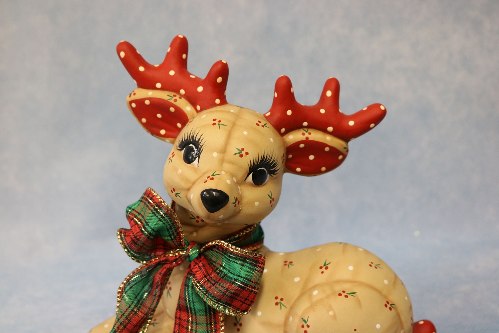 Ceramic Christmas Reindeer Hand Painted Laying Deer Kimple - Etsy
