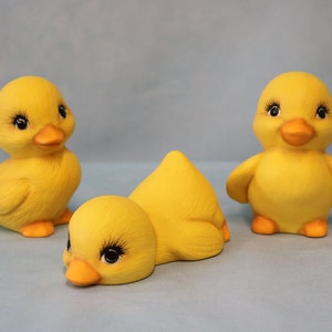 Ceramic Ducklings, Hand Painted Yellow Ducklings, Decorative Duck ...