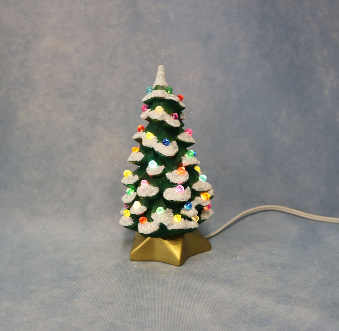 Small Ceramic Lighted Tree With Multi Colored Bulbs; Vintage Ceramic ...