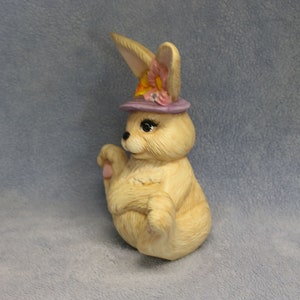Hand Painted Ceramic Bunny, Rabbit With Spring Flowers, Bunny With ...