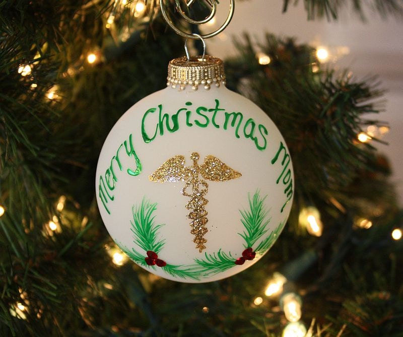 Custom Hand-painted Nurse Ornament: Gold Caduceus Medical Gift - Etsy