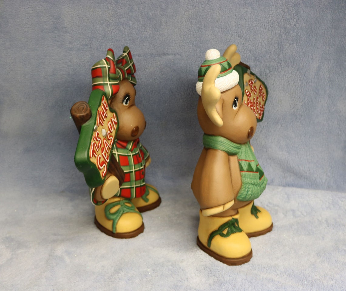 Holiday Moose Ceramic Set Christmas Moose Decorative Moose | Etsy