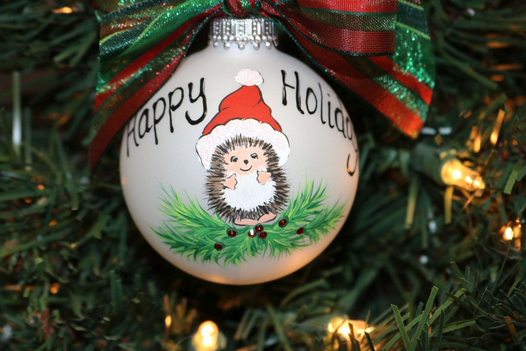 Christmas Hedgehog Ornament, Personalized Hedgehog Ornament, Custom ...
