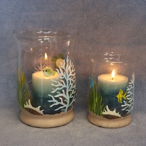 Sea Life Glass Candleholder, Under the Sea Candleholder, Ocean Themed ...