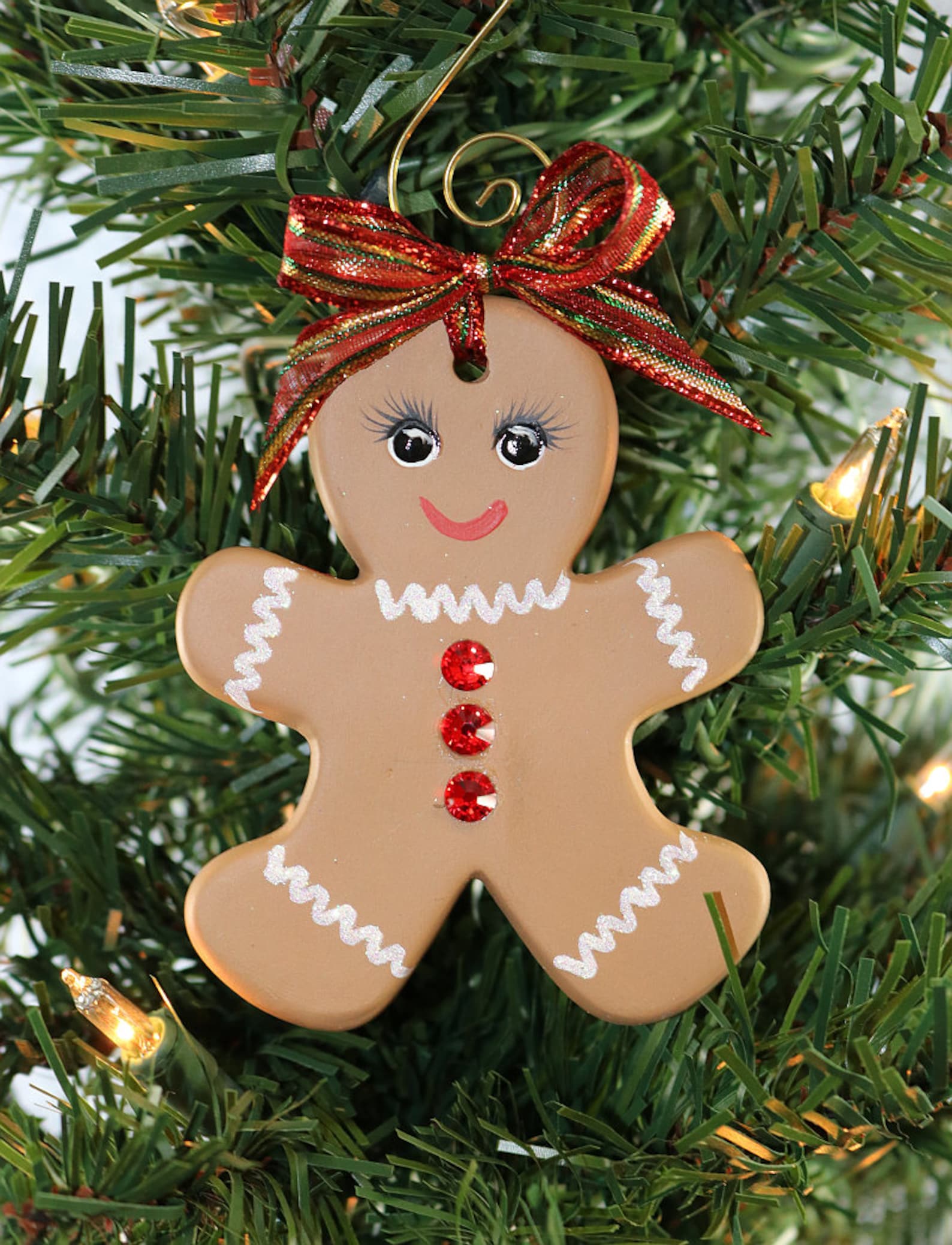 Hand Painted Ceramic Gingerbread Girl Ornament With Multi - Etsy