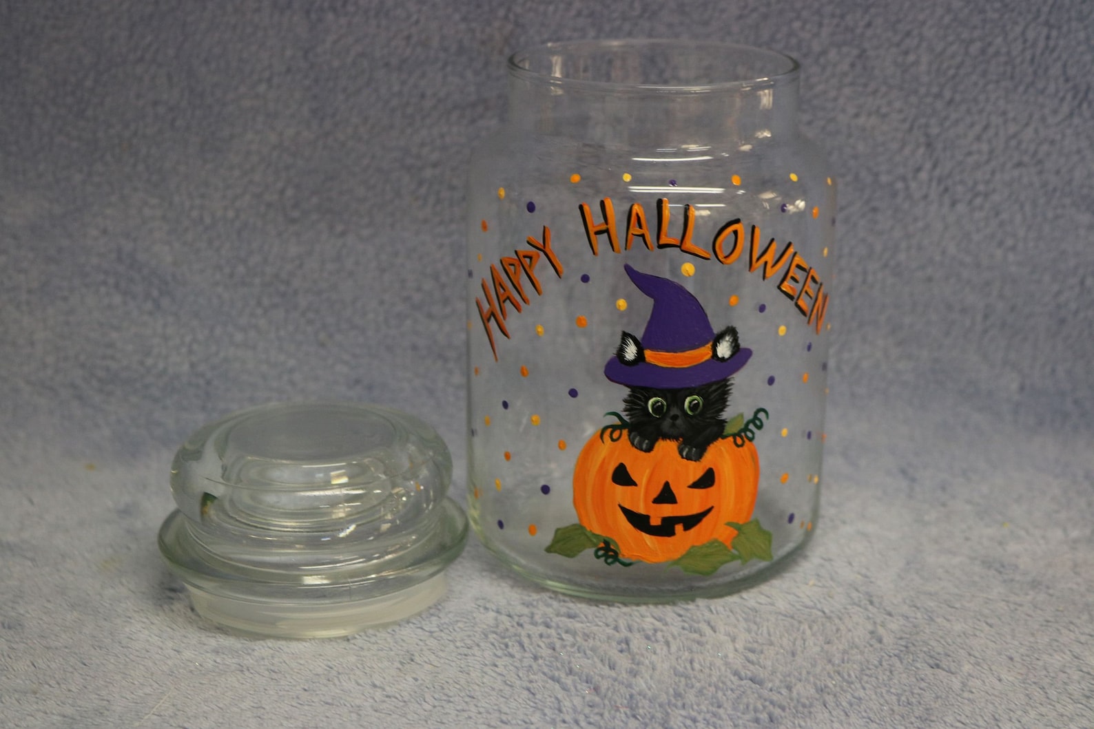 Halloween Candy Jar Black Cat Candy Container Hand Painted - Etsy