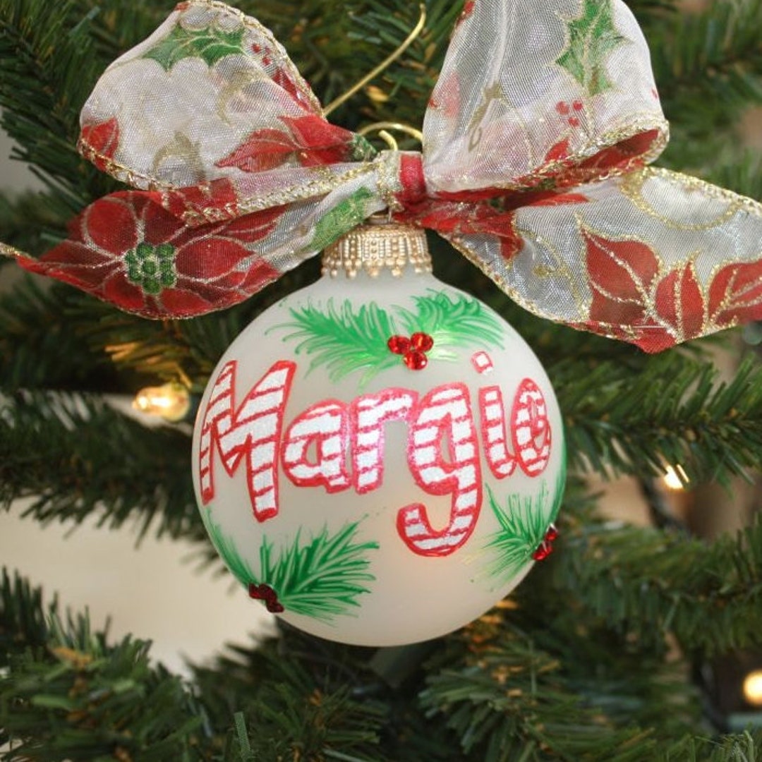 Hand Painted Candy Cane Name Ornament: Custom Keepsake - Etsy