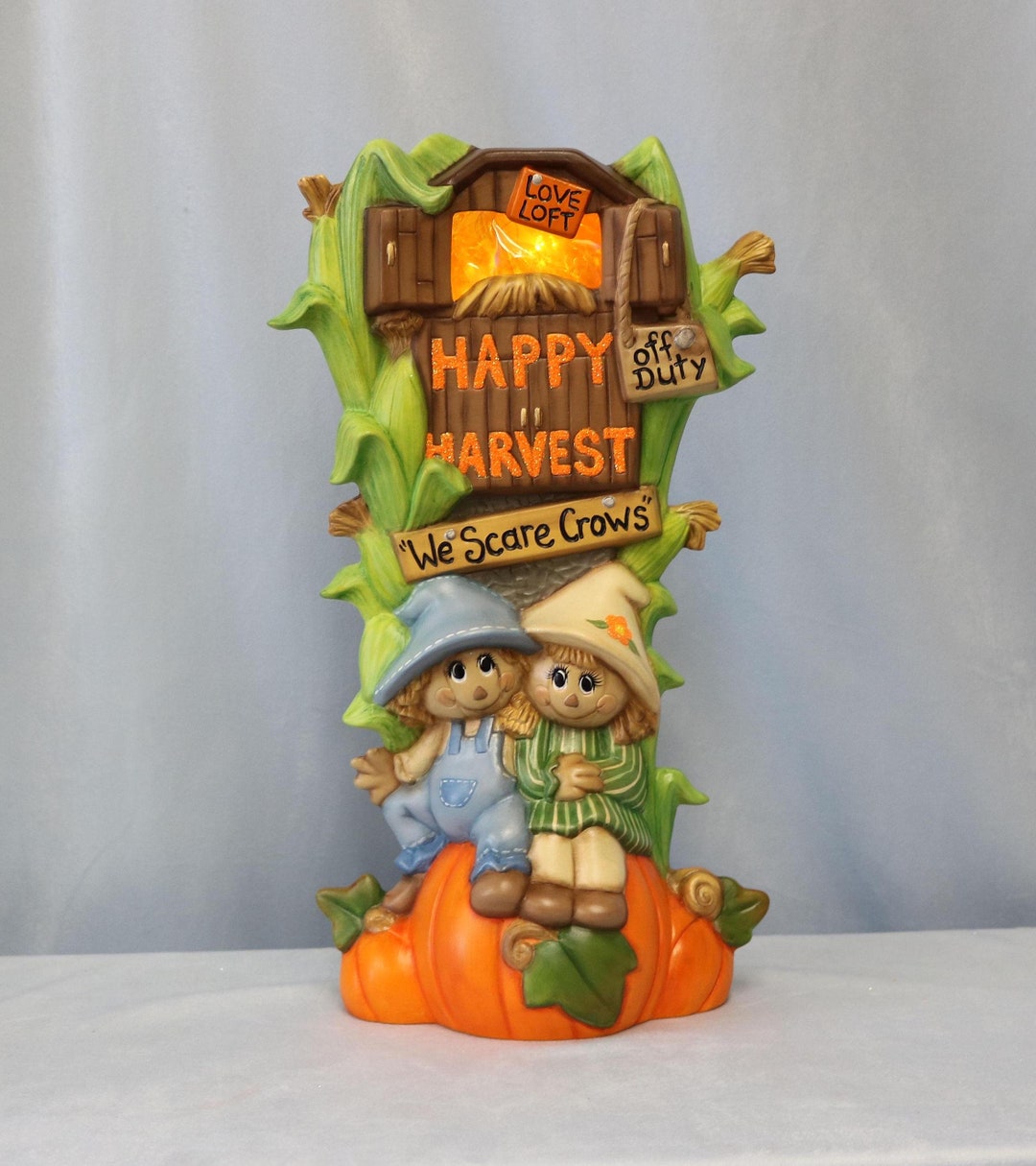 Hand-painted Ceramic Scarecrow: Happy Harvest Fall Decor - Etsy