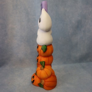 Halloween Ghost Ceramic, Pumpkin Stack Ghost Decoration, Ghost Holding ...