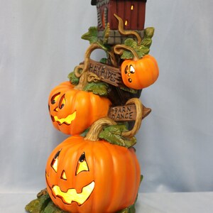 Hand-painted Lighted Ceramic Jack O' Lantern Tree House - Halloween ...