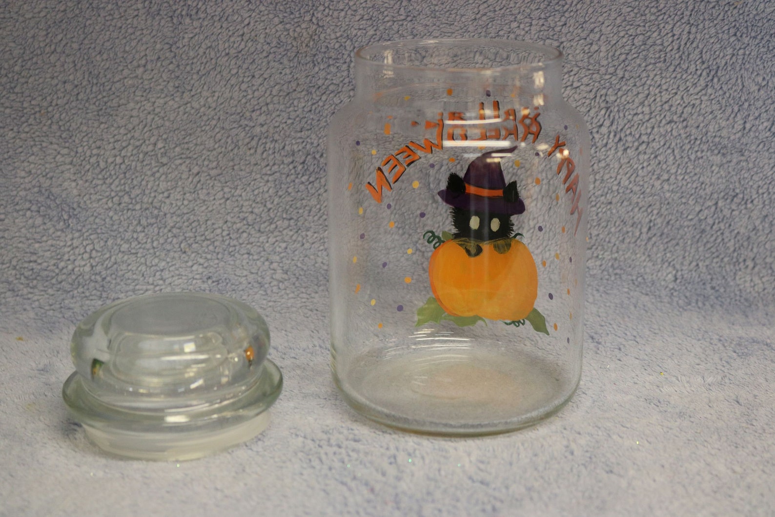 Halloween Candy Jar Black Cat Candy Container Hand Painted - Etsy