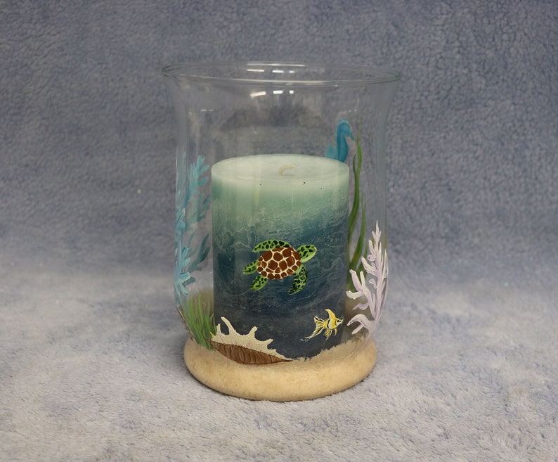 Sea Life Glass Candleholder Under the Sea Candleholder Ocean - Etsy