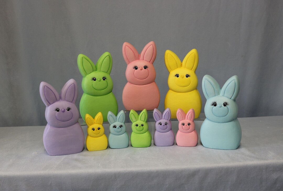 Hand-painted Ceramic Peep Bunnies: Easter Decor - Etsy