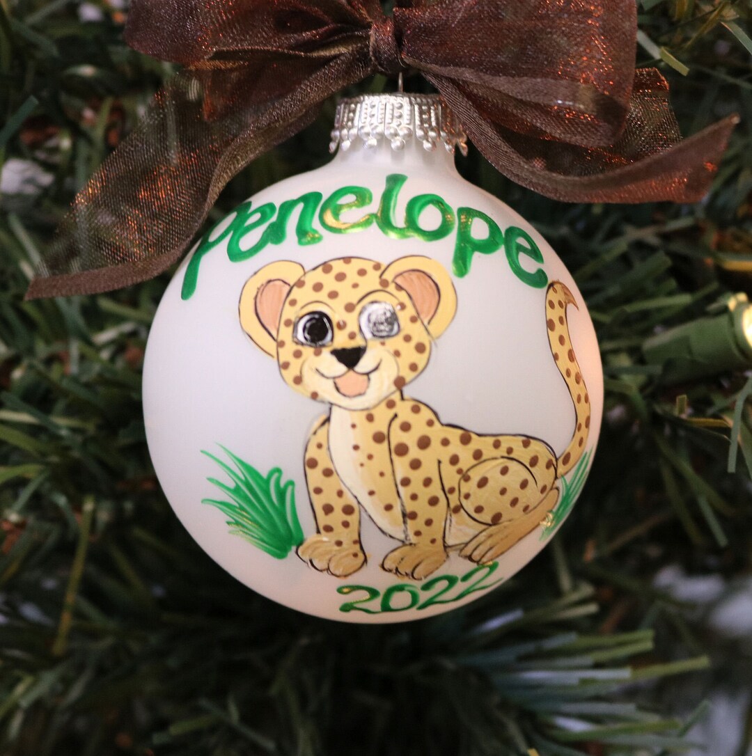 Cheetah Personalized Ornament, Hand Painted Cheetah Ornament, Custom ...