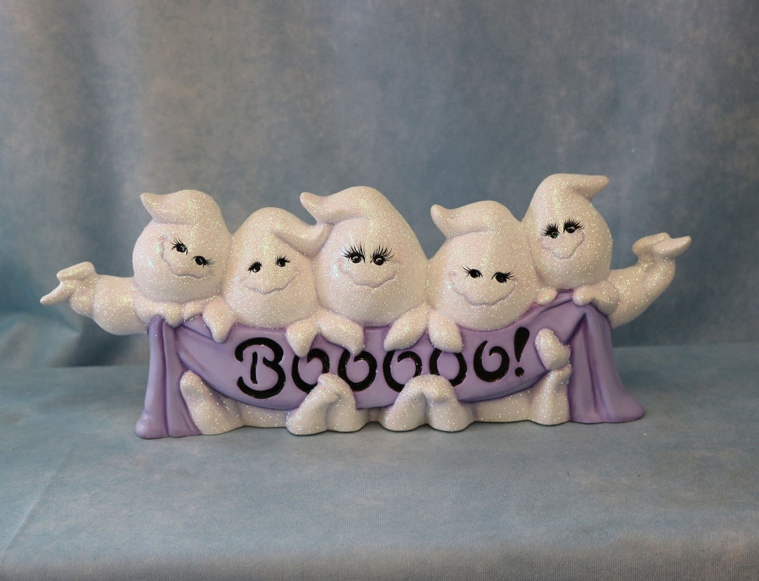 Halloween Ghosts Boo Sign, Ceramic Ghosts, Hand Painted Ghost Sign ...