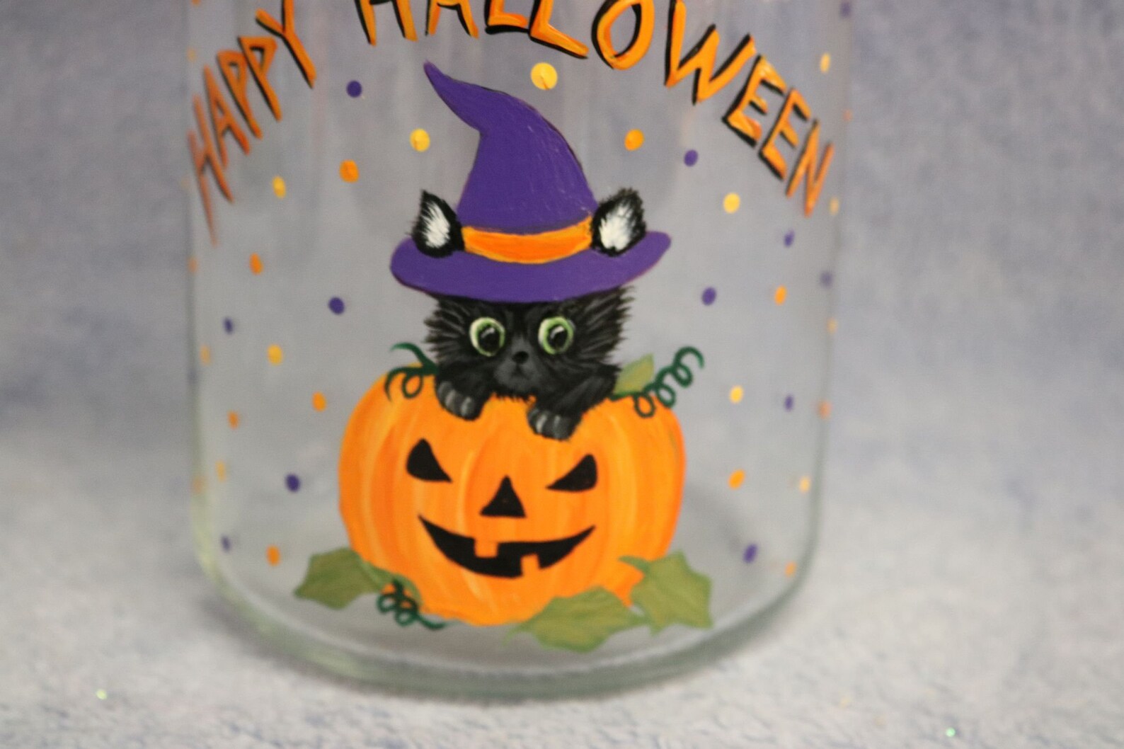 Halloween Candy Jar Black Cat Candy Container Hand painted | Etsy