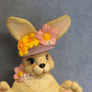 Hand Painted Ceramic Bunny, Rabbit With Spring Flowers, Bunny With ...