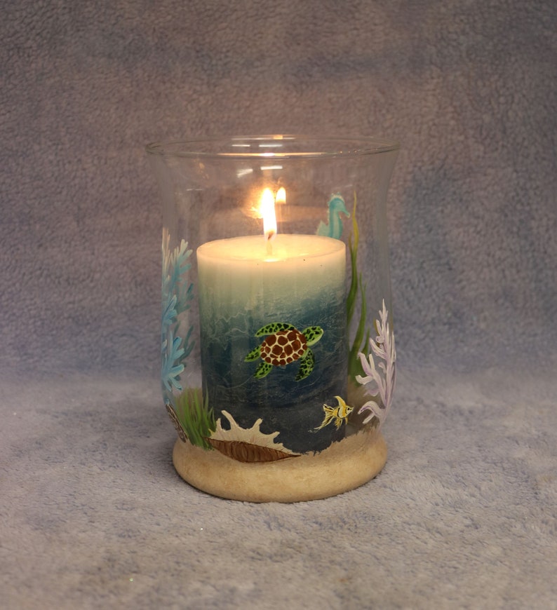 Sea Life Glass Candleholder Under the Sea Candleholder Ocean - Etsy