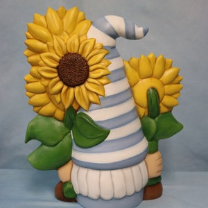 Sunflower Gnome Hand Painted, Ceramic Gnome, Garden Gnome With ...