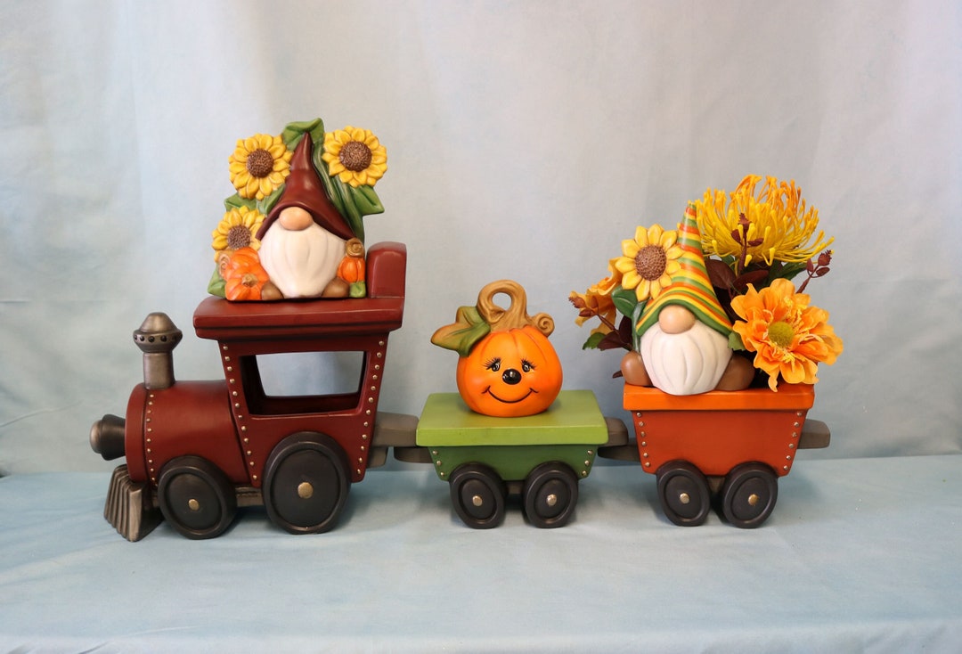 Fall Train, Ceramic Train With Gnomes, Gnome Choo Choo Train ...