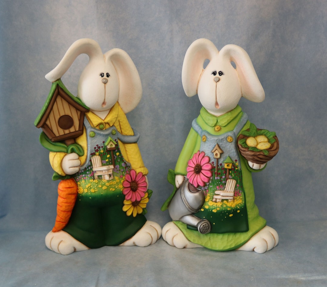 Spring Rabbits, Ceramic Rabbits, Decorative Rabbits, Bunny Set ...