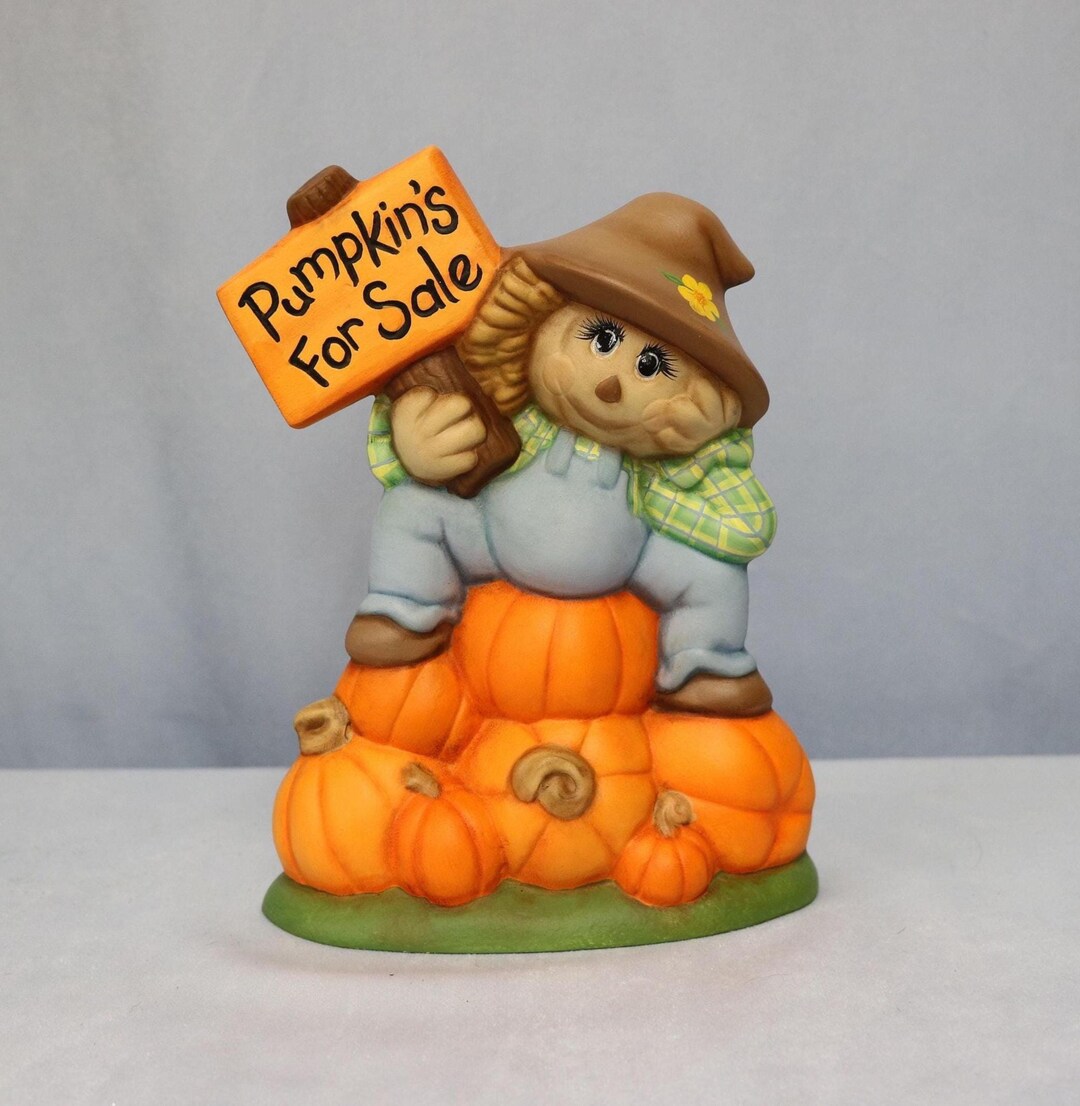 Hand-painted Ceramic Scarecrow With Pumpkins: Fall Home Decor - Etsy