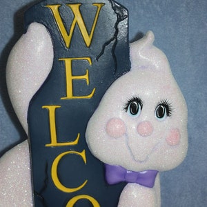Ghost Welcome Sign, Welcome Halloween Ceramic, Hand-painted Ceramic ...