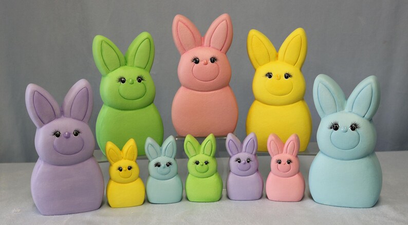 Hand-painted Ceramic Peep Bunnies: Easter Decor - Etsy
