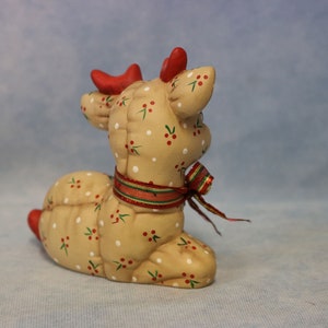 Christmas Reindeer, Laying Baby Reindeer, Hand Painted Ceramic Deer ...
