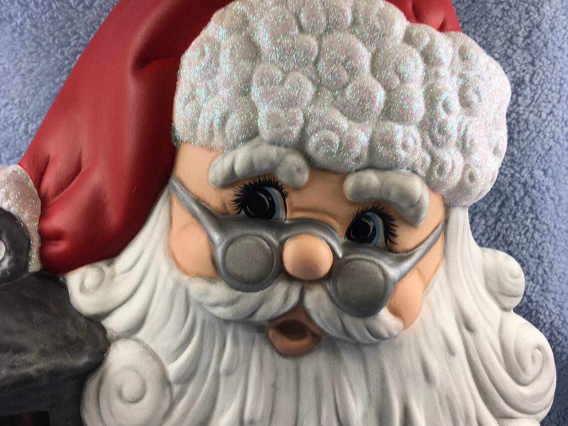 Ceramic Santa Claus With Lantern Handpainted Santa With a - Etsy