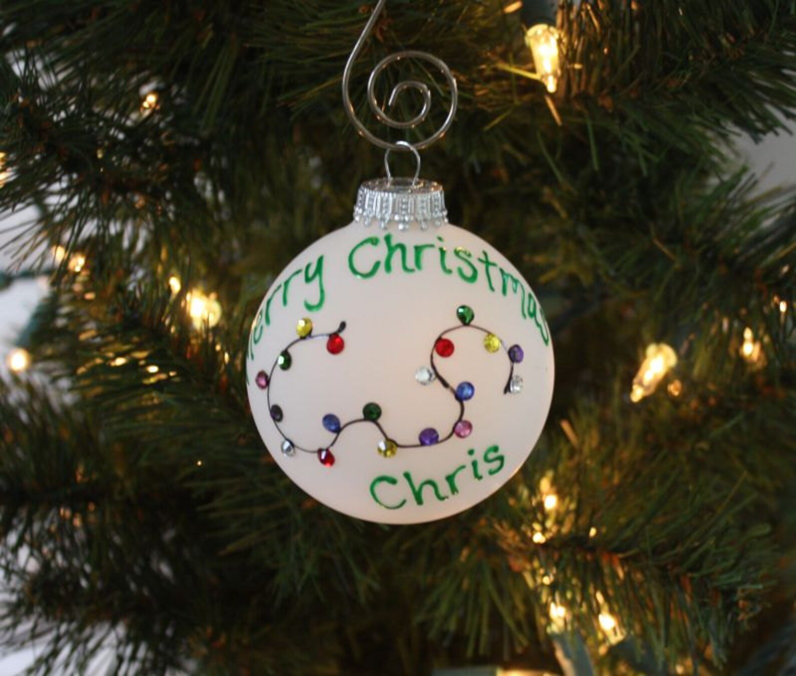 Personalized Christmas Lights Ornament Strand of Lights | Etsy