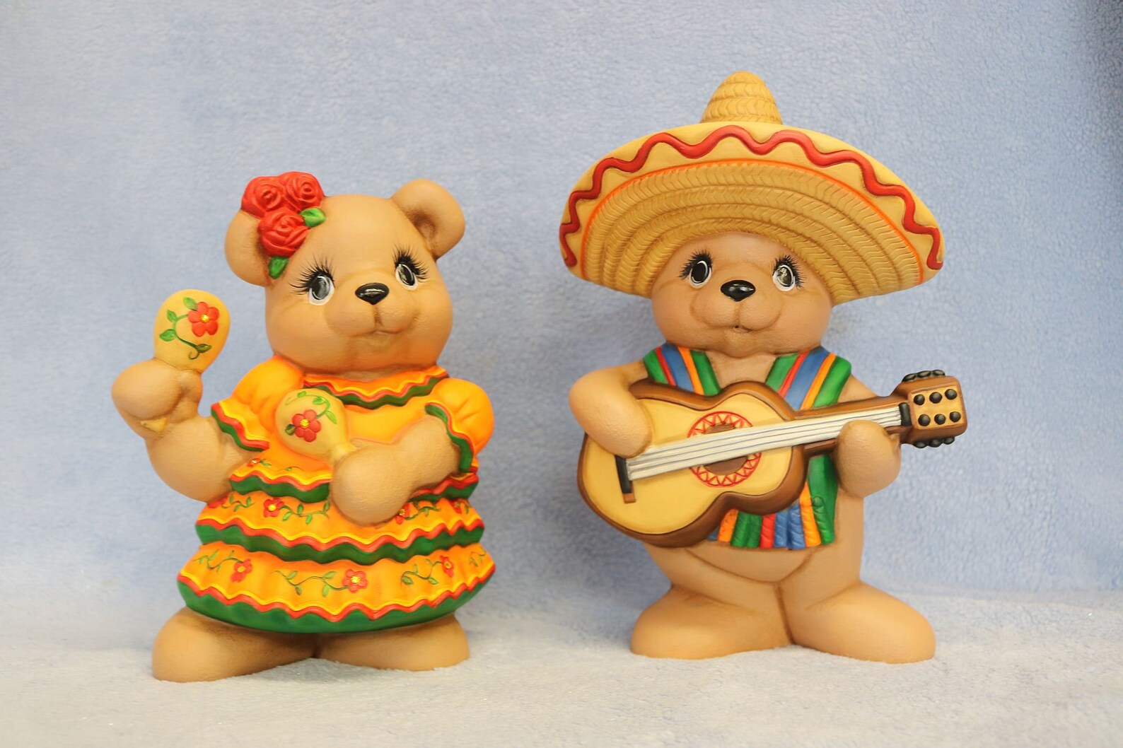 Hispanic Bear Set Ceramic Bear Set Hand-painted Mexican | Etsy