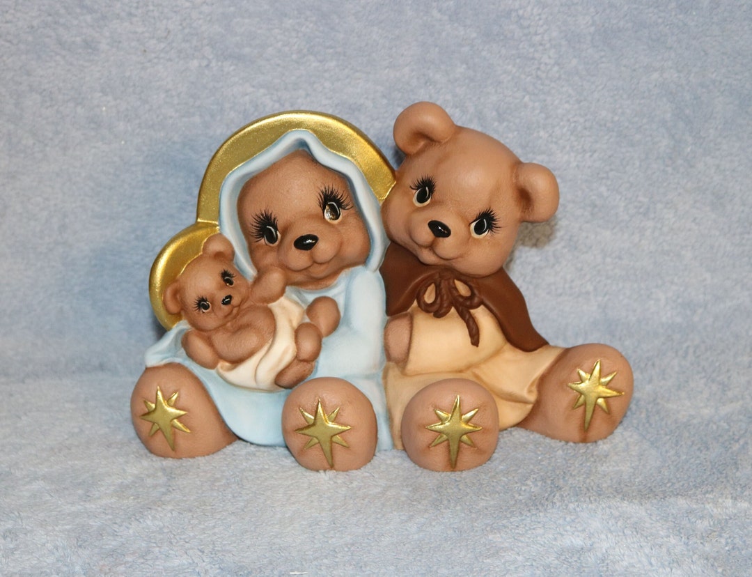 Nativity Bears, Collectible Bear Nativity, Hand Painted Nativity Bear ...