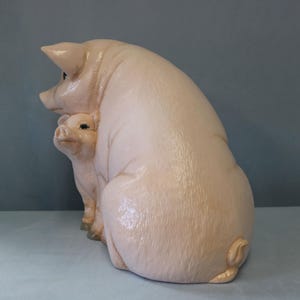 Hand-painted Ceramic Pig Figurine: Mama and Baby Piglet - Etsy