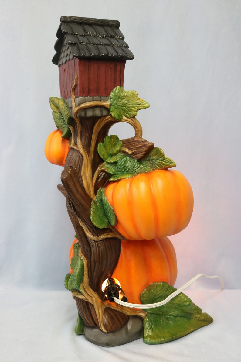 Hand-painted Lighted Ceramic Jack O' Lantern Tree House - Halloween ...