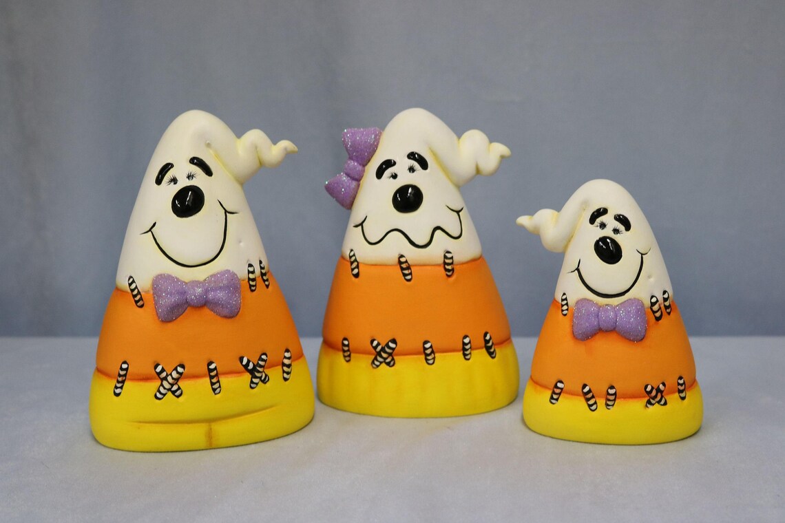 Hand-painted Ceramic Candy Corn With Faces: Halloween Decor - Etsy
